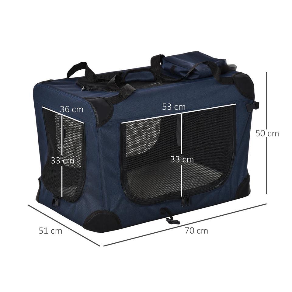 3-Door Dog Carrier with Cushion and Storage Bags, Blue Oxford Fabric ...