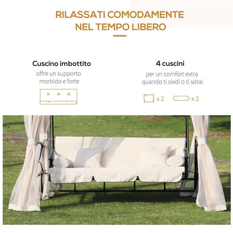 3-Seater Swing and Single Sun Lounger Gazebo Cover with Mosquito Net ...