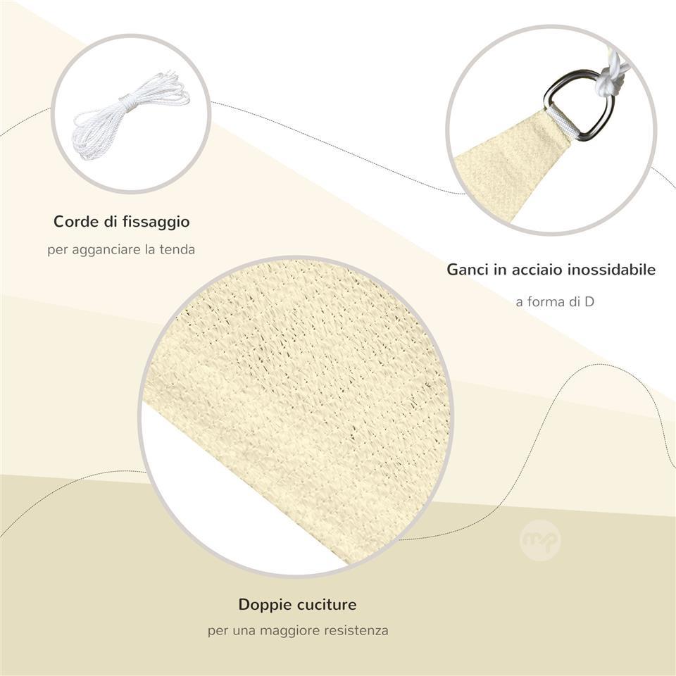 3x3x3m HDPE Triangle Sun Shade Sail for Outdoor Spaces, Cream/Ivory ...