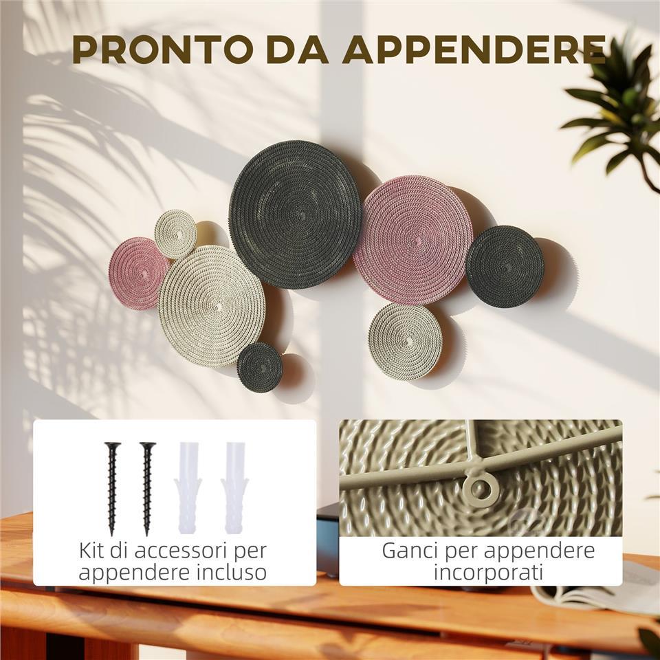 8-Disc 3D Metal Wall Art, 110x7x58 cm, Bronze, Orange and Yellow ...