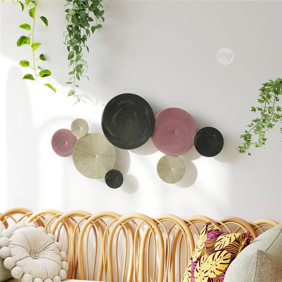 8-Disc 3D Metal Wall Art, 110x7x58 cm, Bronze, Orange and Yellow ...