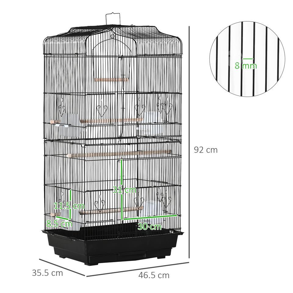 Bird Cage in Metal and Plastic with Perches, Swing and Bowls, 46.5x35 ...