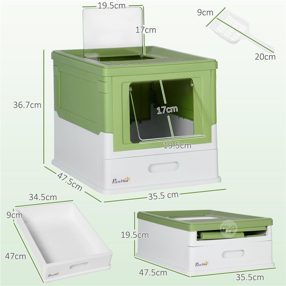 Enclosed Cat Litter Box with Scoop, Removable Tray and 2 Doors, 47.5x35 ...