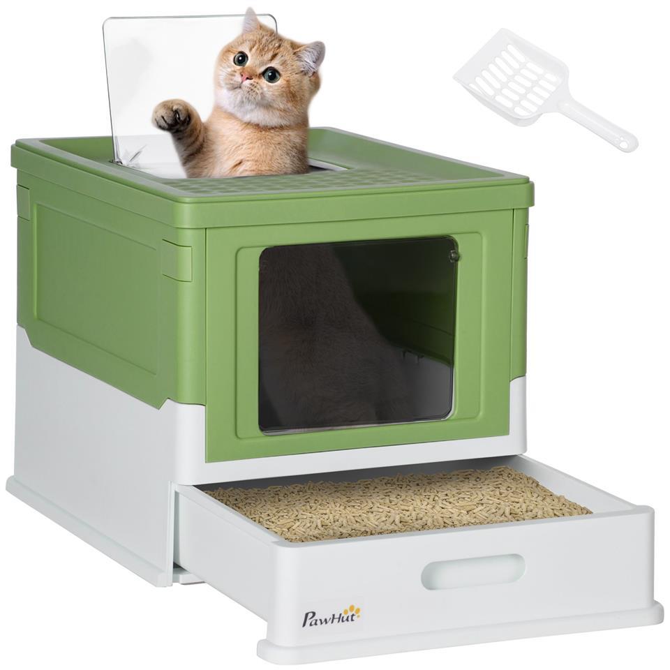 Enclosed Cat Litter Box with Scoop, Removable Tray and 2 Doors, 47.5x35 ...