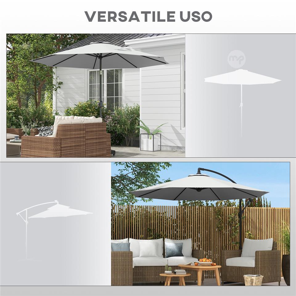 Umbrella Cover Ø295 cm in Water-Resistant White Polyester with Top Air ...