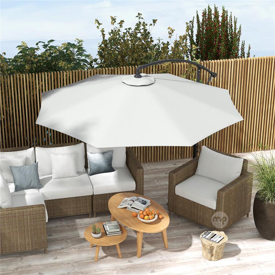 Umbrella Cover Ø295 cm in Water-Resistant White Polyester with Top Air ...