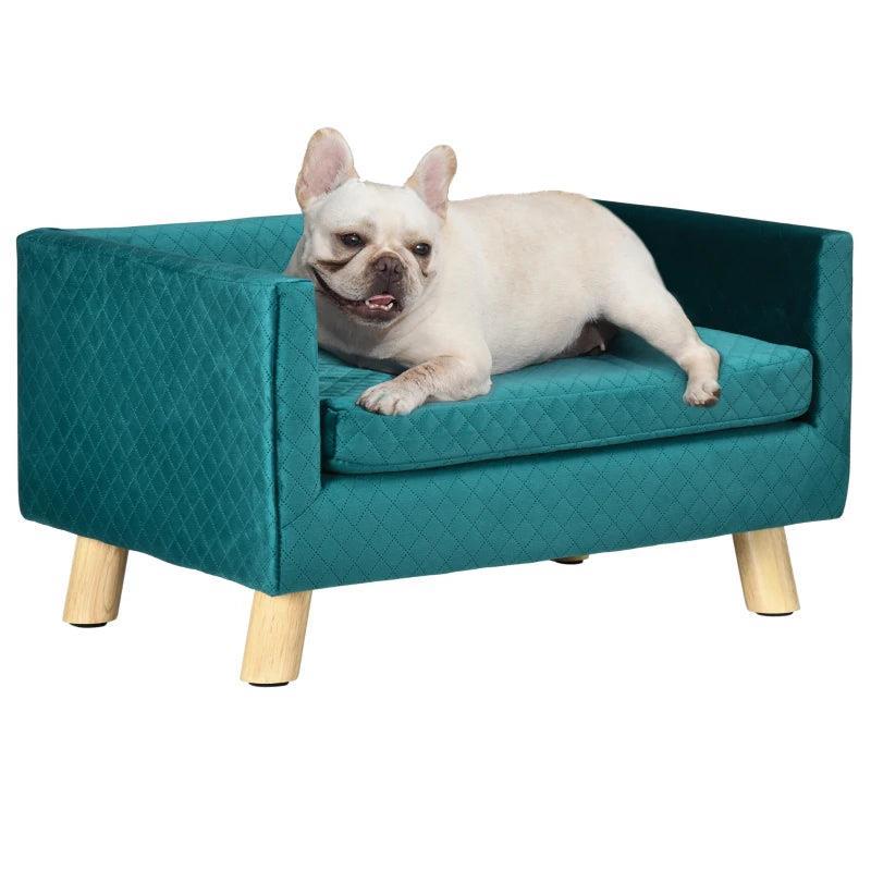 Scandinavian Style Dog and Cat Sofa with Upholstered Velvet and Wood ...