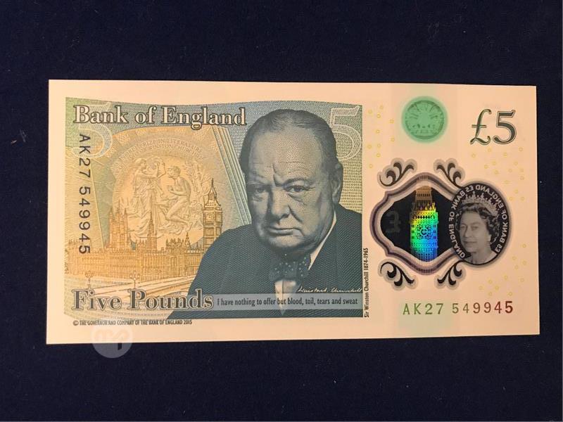 UK £5 * New British Polymer Five Pound Note - AK - Uncirculated | Maltapark