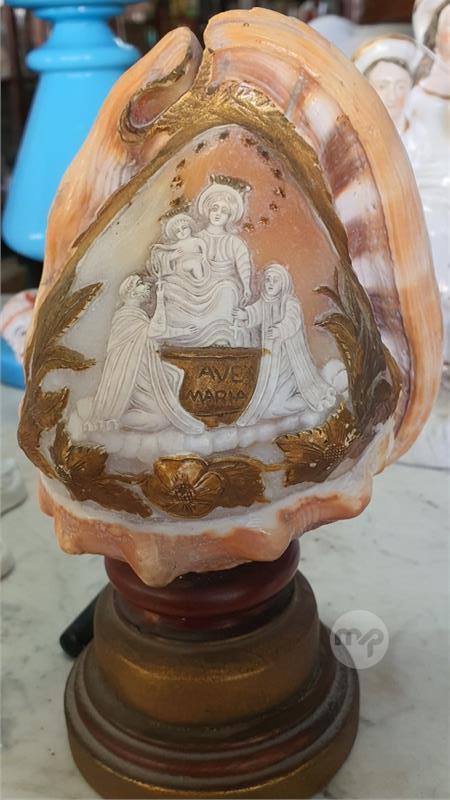 Antique,religous engraved seashell. Measures 20 x 13 cms. Price is 120 ...