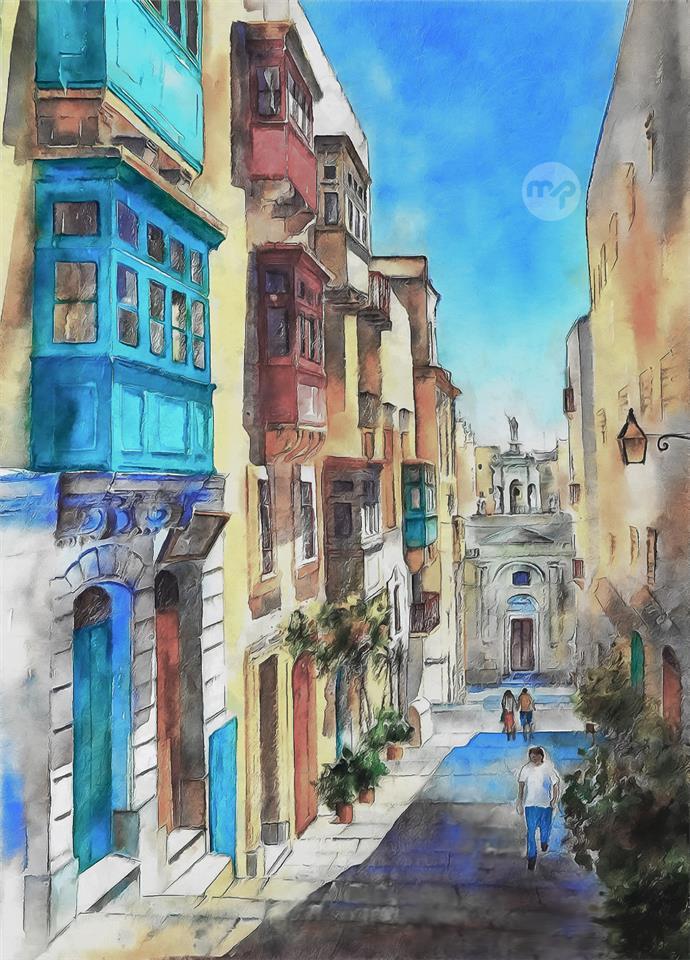 VALLETTA SLOPE ------- ORIGINAL HAND PAINTING OIL ON CANVAS 70X50 ...