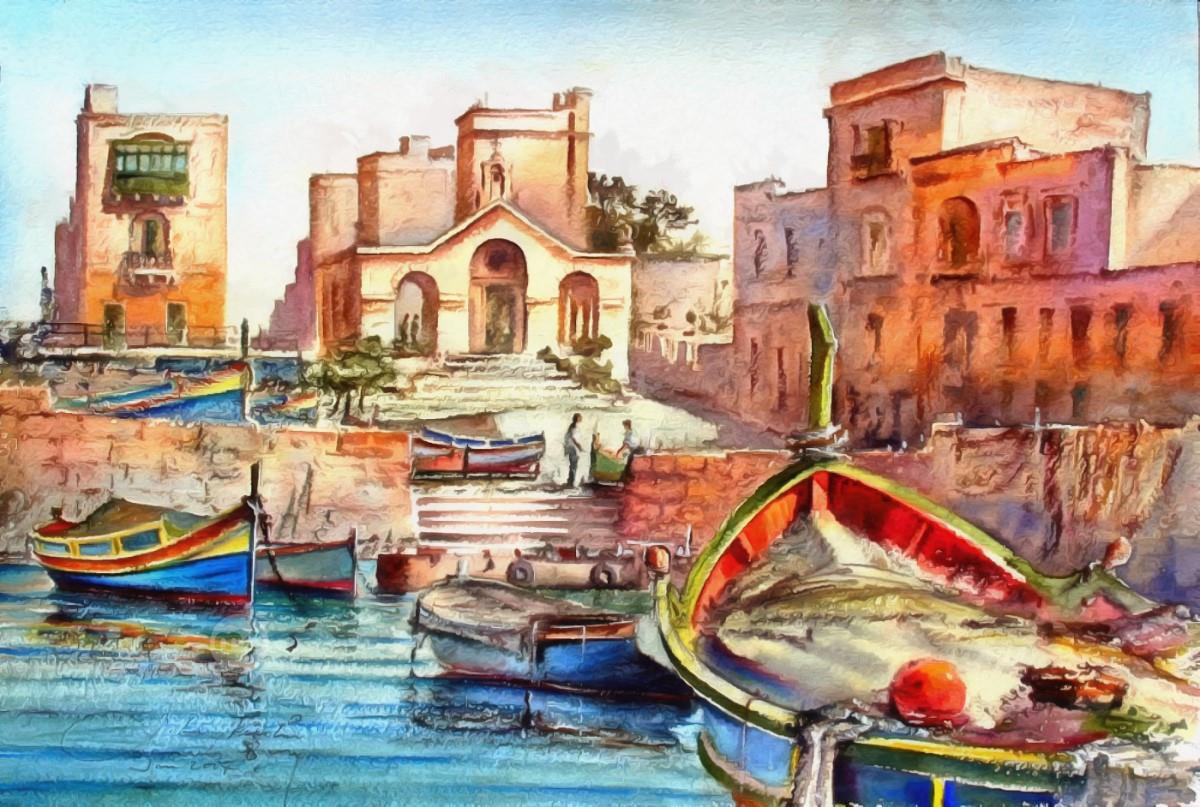 IL-LUZZU TA'SAN PAWL IL-BAHAR ------- ORIGINAL HAND PAINTING OIL ON ...