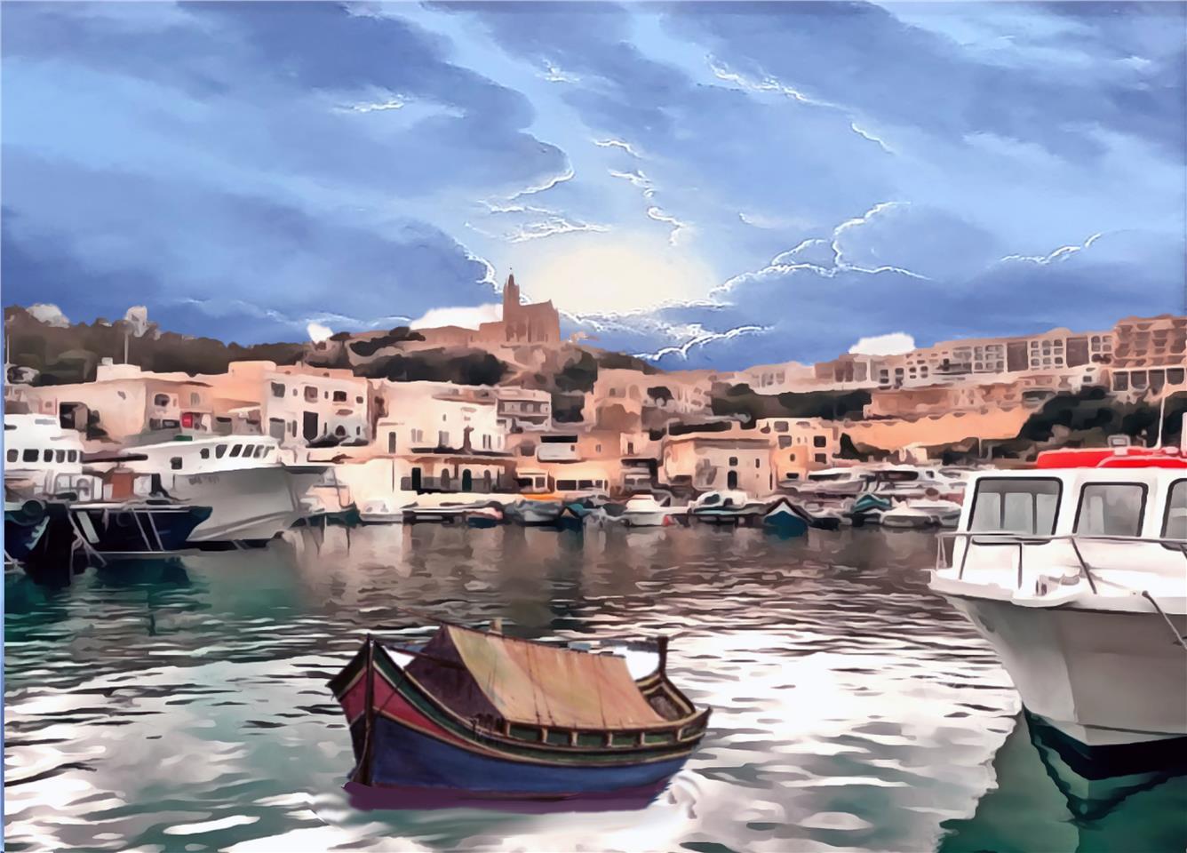 MGARR GOZO TODAY --------- ORIGINAL HAND PAINTING OIL ON CANVAS 70X50 ...
