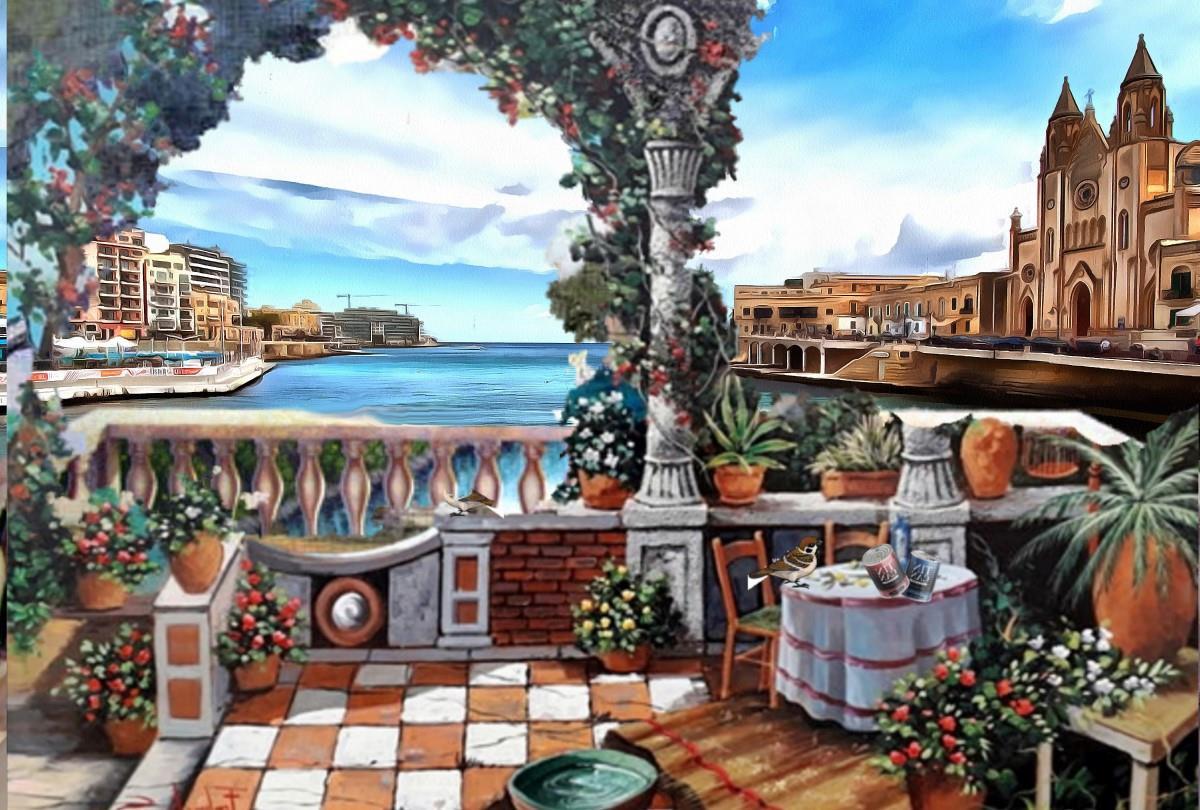 BALLUTA CHURCH FROM MY TERRACE ------- ORIGINAL HAND PAINTING OIL ON ...