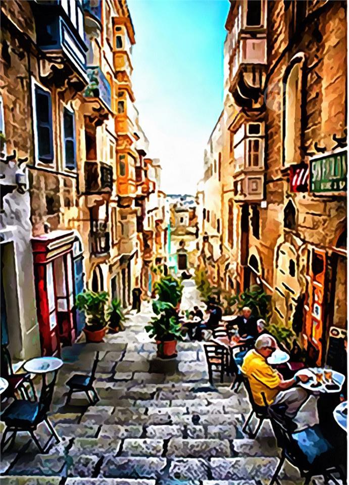 VALLETTA STEPS ------- ORIGINAL HAND PAINTING OIL ON CANVAS 70X50 ...
