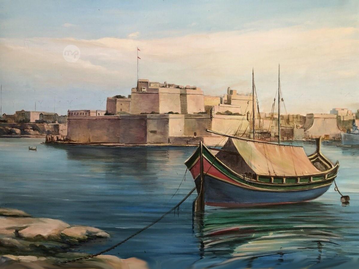 il-luzzu tal-port il-kbir ----- original hand painting oil on canvas ...