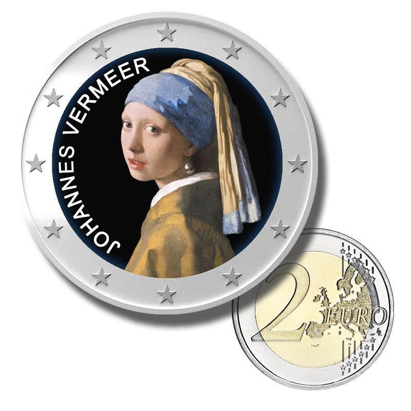 2 Euro Coloured Coin Johannes Vermeer - Girl with a Pearl Earring ...