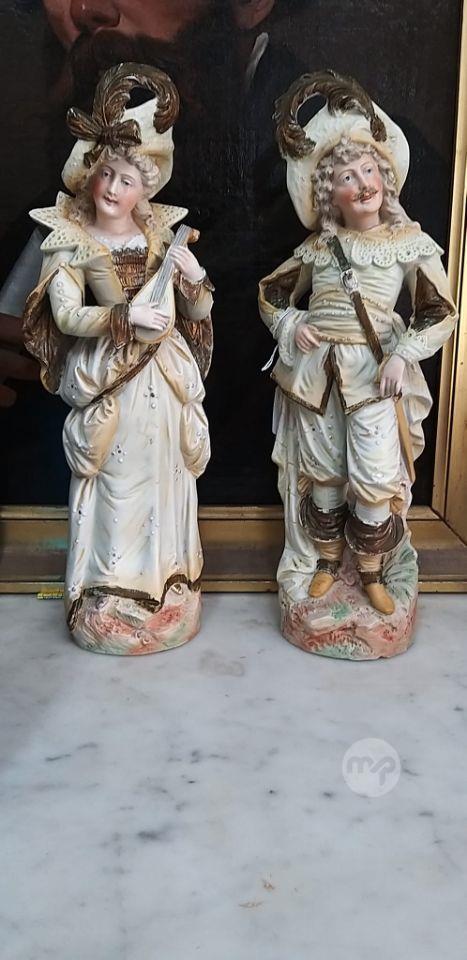 Pair Victorian Bisque figurines Showing a lady and her Companion ...