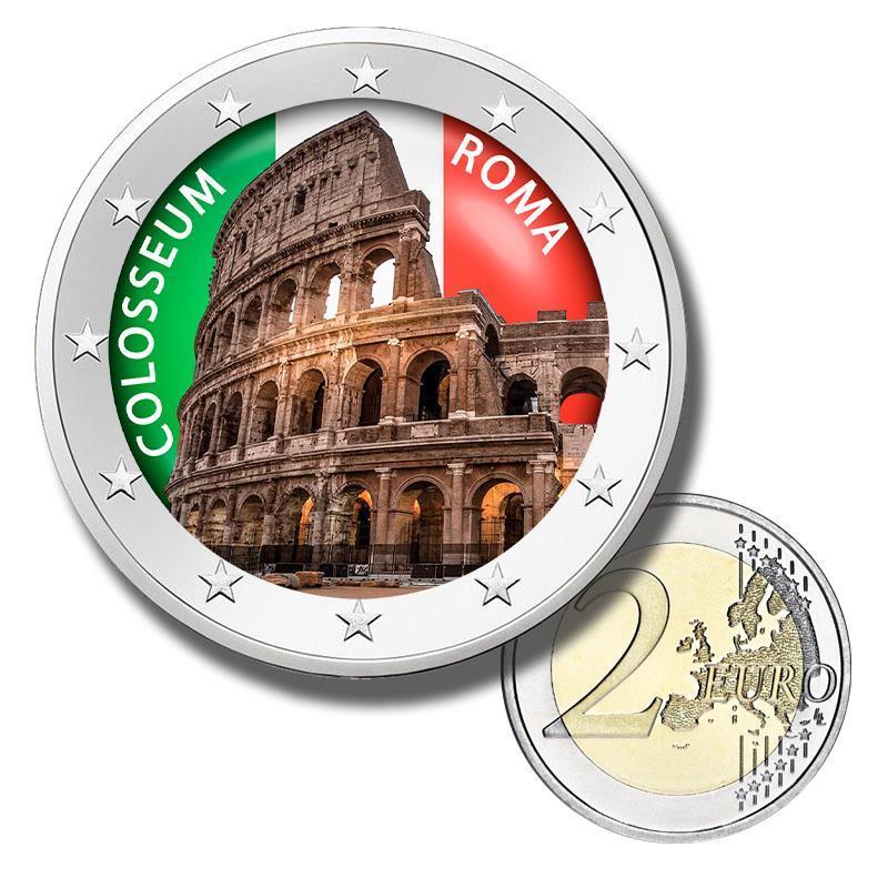 2 Euro Coloured Coin Colosseum - Roma - Italy | Maltapark