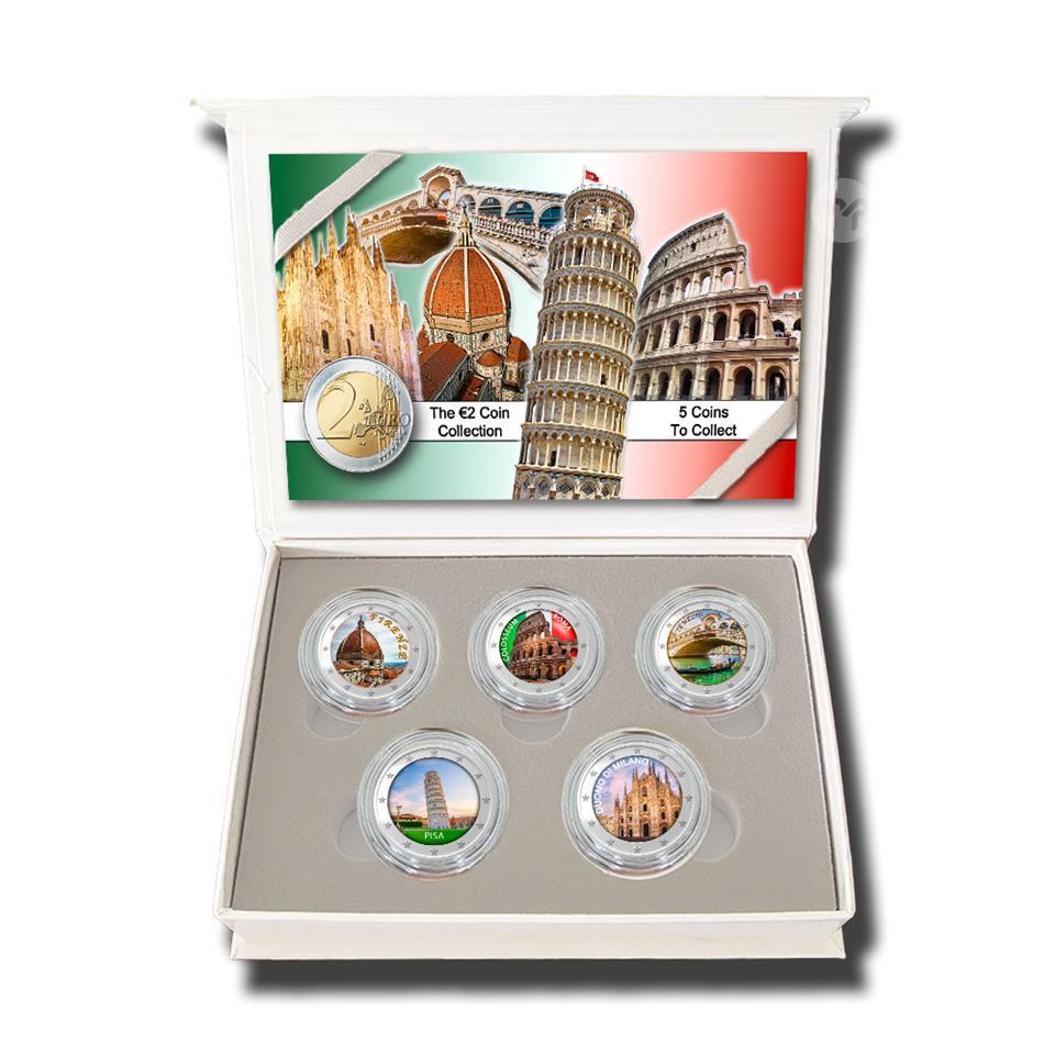2 Euro Coloured Coin Set of 5 in Presentation Box - Italian Cities and ...