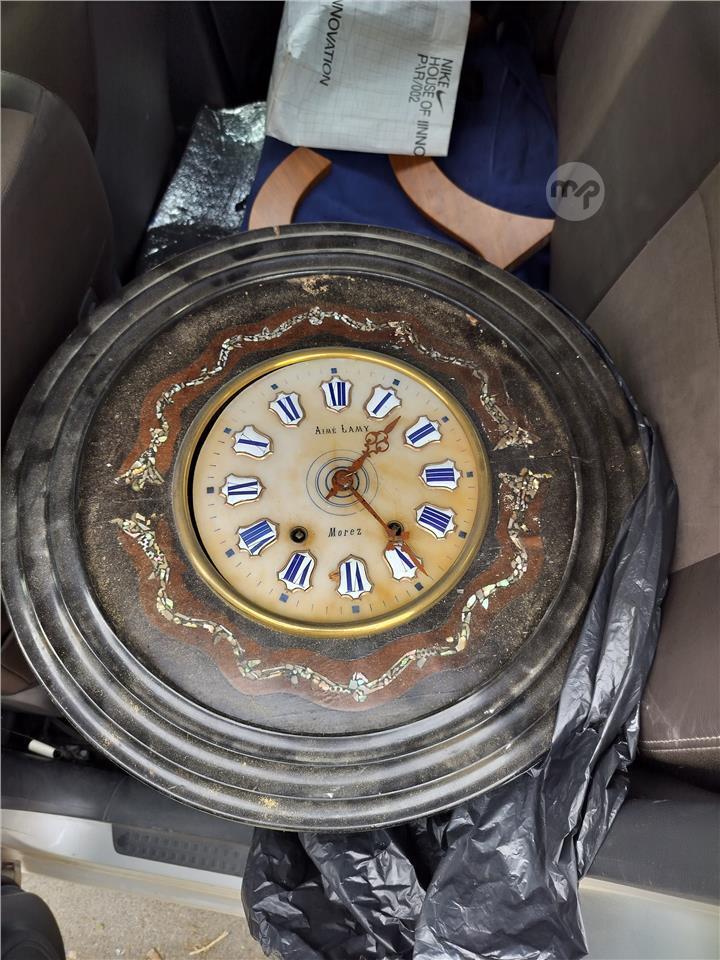 Antique French Baker’s Wall Clock With Mother Of Pearl Inlay-AINE LAMY ...