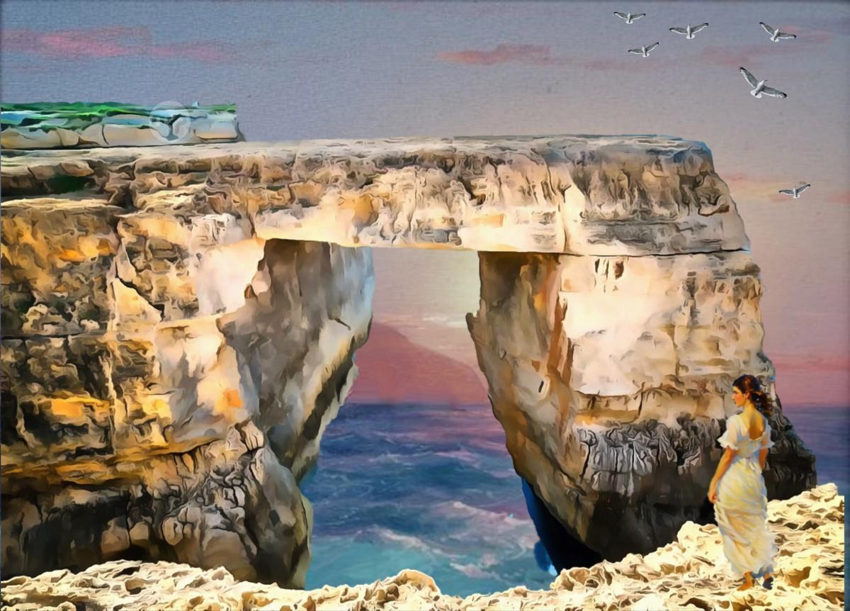 WIED IL-MILAH GOZO------- ORIGINAL HAND PAINTING OIL ON CANVAS 70X50 ...