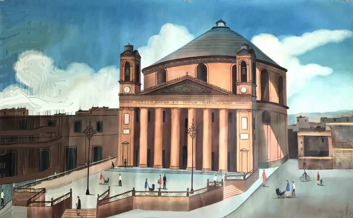 MOSTA CHURCH MALTA---- ORIGINAL HAND PAINTING OIL ON CANVAS 70X50 ...