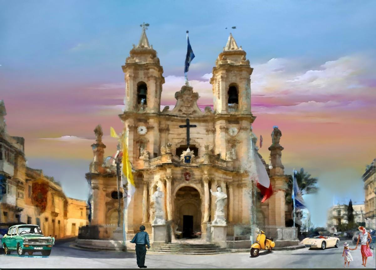 ZABBAR CHURCH---- ORIGINAL HAND PAINTING OIL ON CANVAS 70X50 | Maltapark