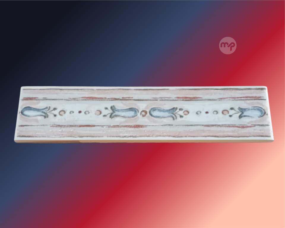 Rustic Blue Tulip Listello Border | Maltapark